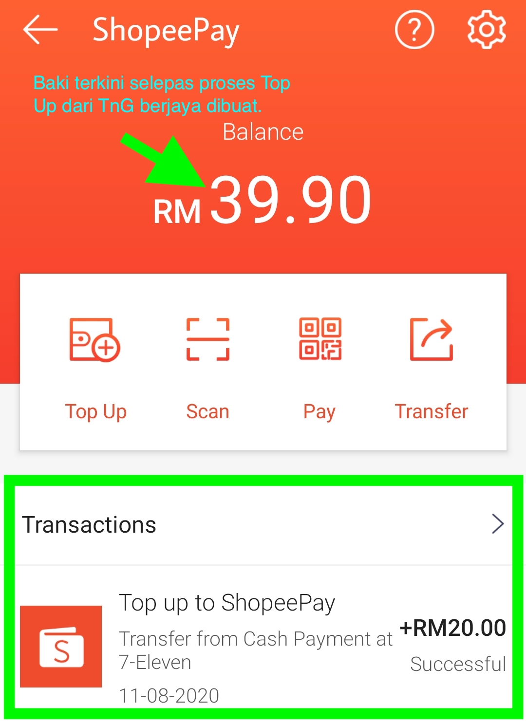 Cara Pindahkan Kredit e-Dompet TnG Ke Dalam Akaun ShopeePay