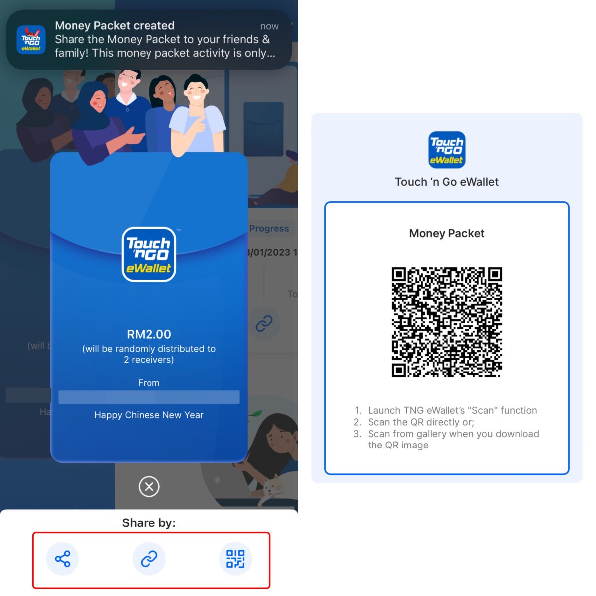 Cara Mudah Bagi 'Angpau' Melalui Money Packet TNG eWallet