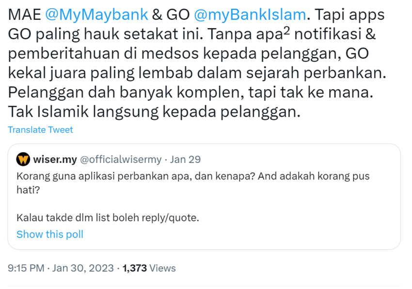 Bank Islam, Sila Perbaiki Aplikasi Go Dengan Segera Dan Serius