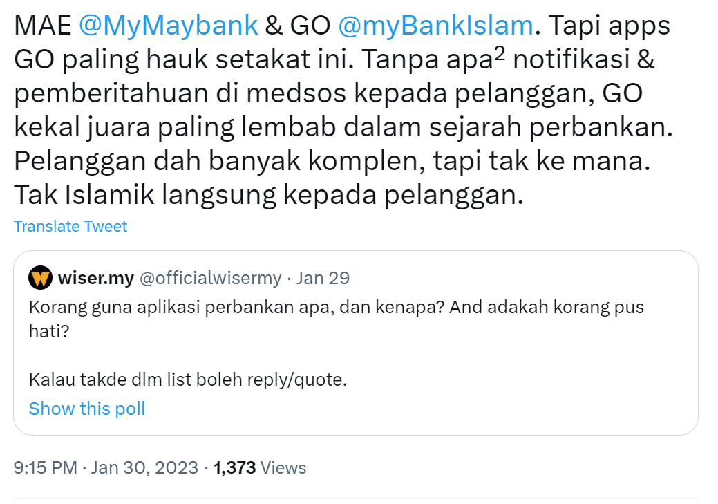 Bank Islam, Sila Perbaiki Aplikasi Go Dengan Segera Dan Serius