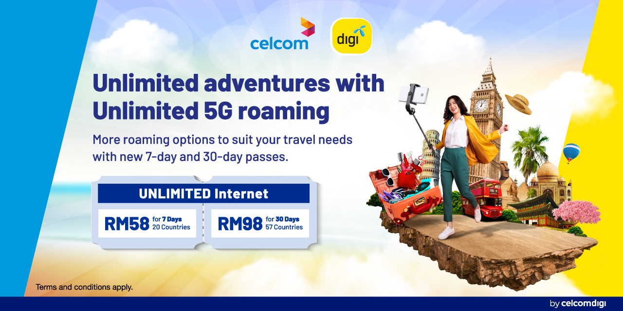 Celcom Dan Digi Hadir Dengan 'Roaming Pass' 5G Serendah RM58