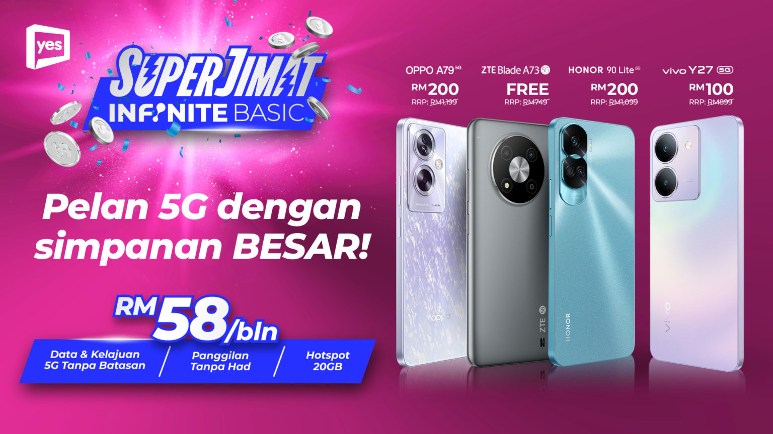 Yes 5G Perkenal Pelan Infinite Basic Baharu - RM38/Bulan, Data Tanpa Had