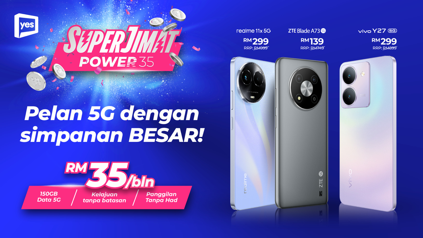 Yes 5G Perkenal Pelan Infinite Basic Baharu - RM38/Bulan, Data Tanpa Had