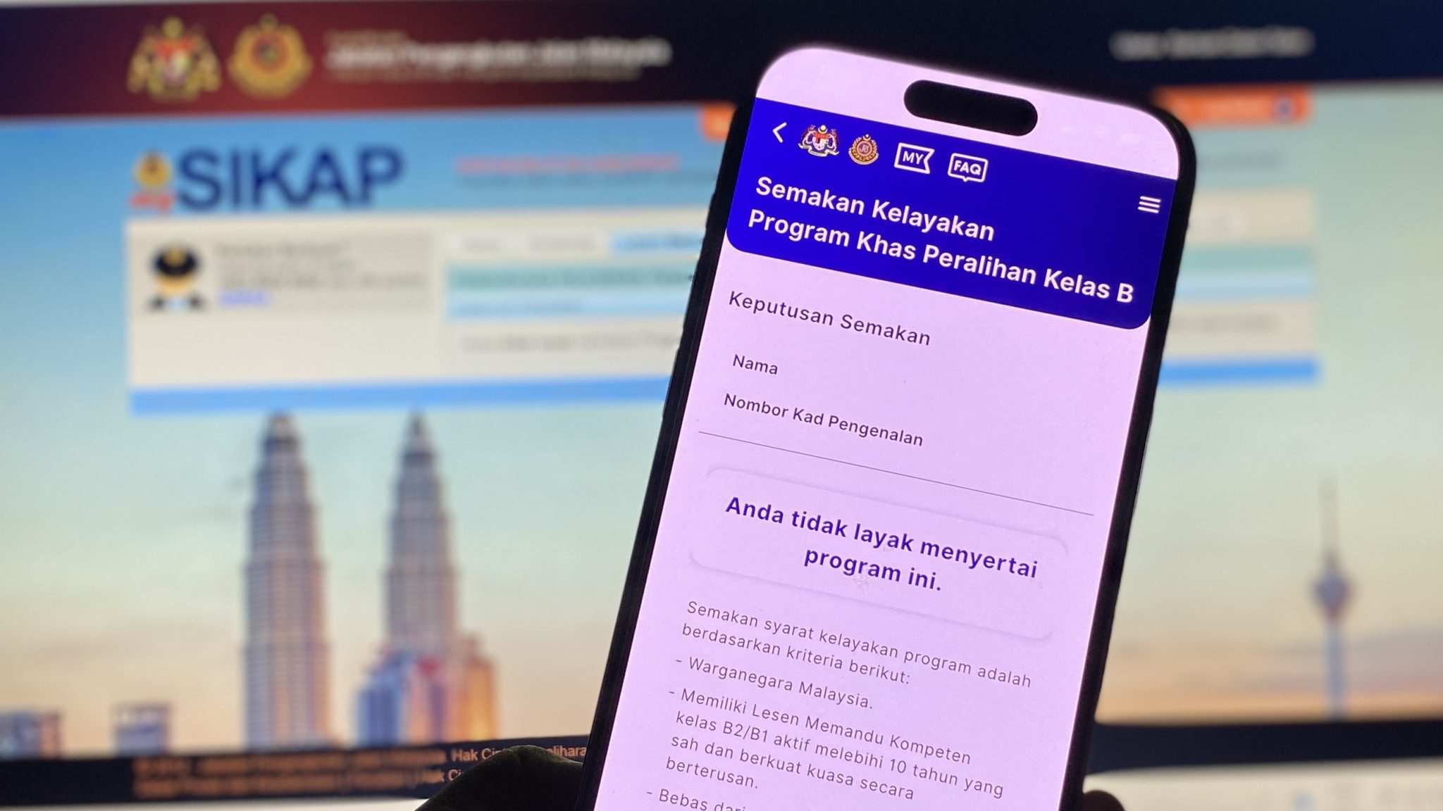 Pemegang Lesen B2/B1 Kini Boleh Semak Kelayakan, Mohon Program Khas Peralihan Kelas B