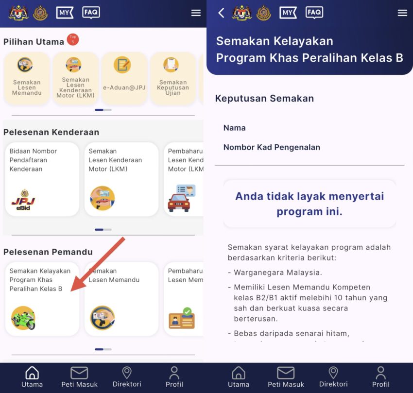 Pemegang Lesen B2/B1 Kini Boleh Semak Kelayakan, Mohon Program Khas ...