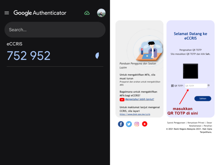 eCCRIS Kini Guna Pengesahan 'QR TOTP', Ini Cara Aktifkan