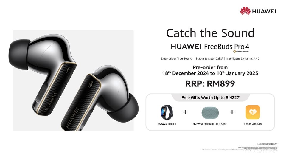 HUAWEI FreeBuds Pro 4 Kini Tersedia Di Malaysia, Harga Bermula RM899
