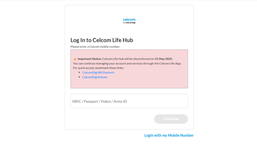 Celcom Life Hub Akan Ditamatkan Sepenuhnya Pada 31 Mei