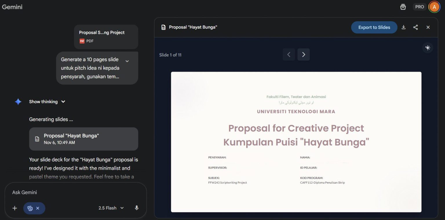 Cara Buat Slaid Pembentangan Dengan Google Gemini