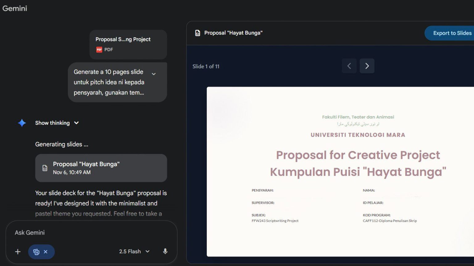 Cara Buat Slaid Pembentangan Dengan Google Gemini