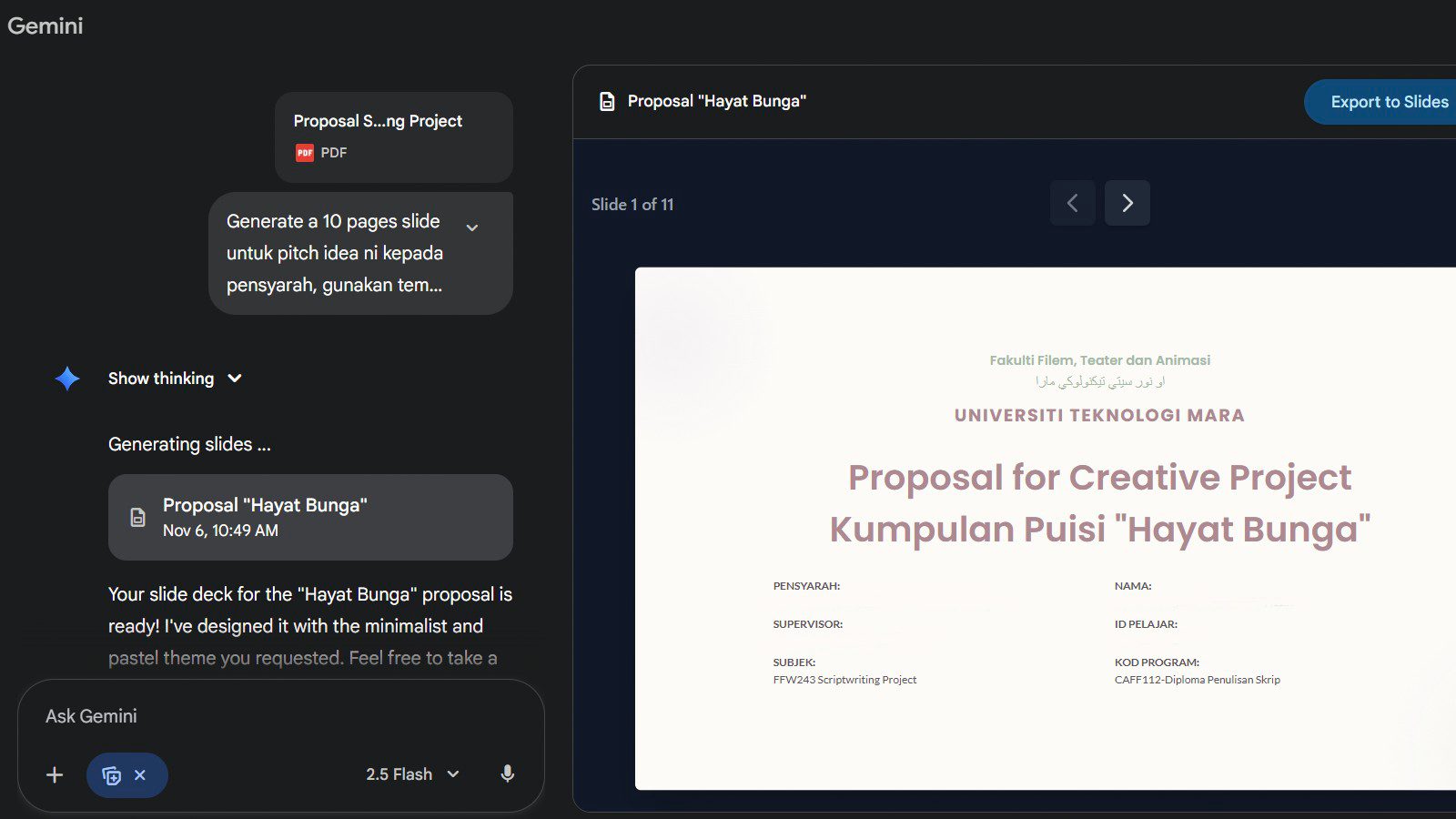 Cara Buat Slaid Pembentangan Dengan Google Gemini