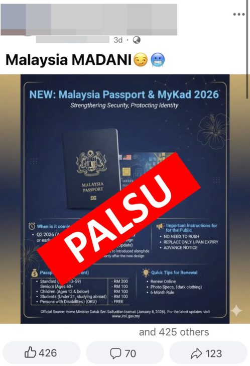 Imej Reka Bentuk Pasport, MyKad Baharu Yang Tular Tidak Sahih – KDN