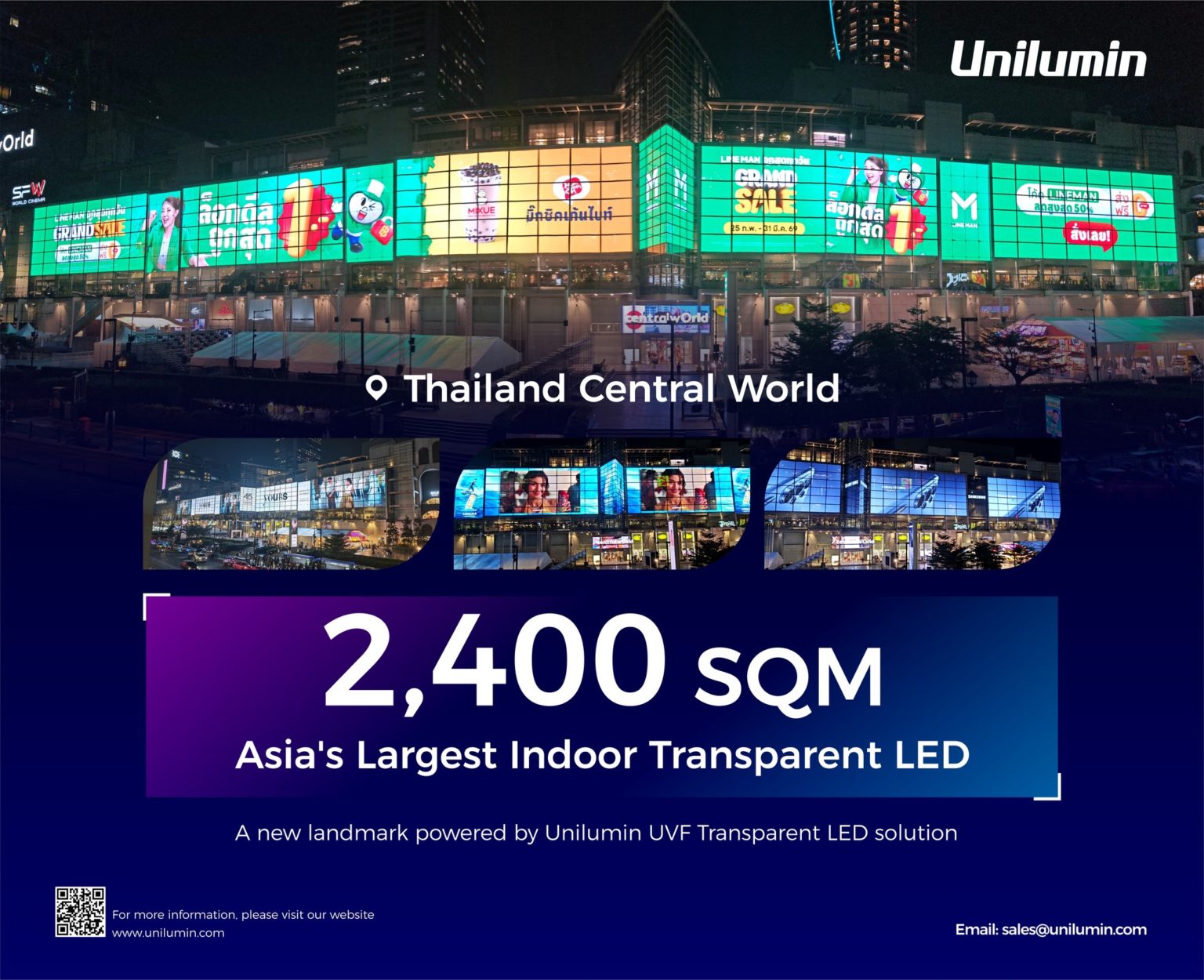 Skrin LED Lutsinar Dalaman Terbesar Asia Siap Dipasang Di Bangkok